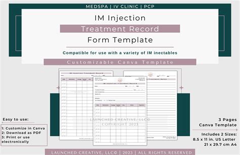 Im Injection Treatment Record Form Template Intramuscular Injection