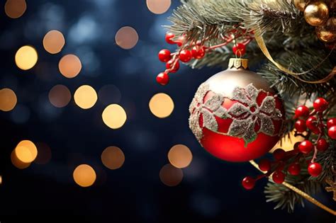 Premium Photo Decorated Chrsitmas Tree Over Dark Background With Copy