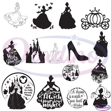 Cinderella Svg Vector Art Bundle Princess Cinderella Vector Art File