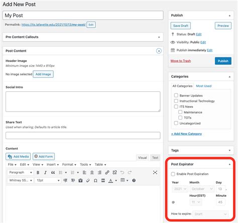 Post Expirator Plugin Technology Help · Technology Help · Lafayette