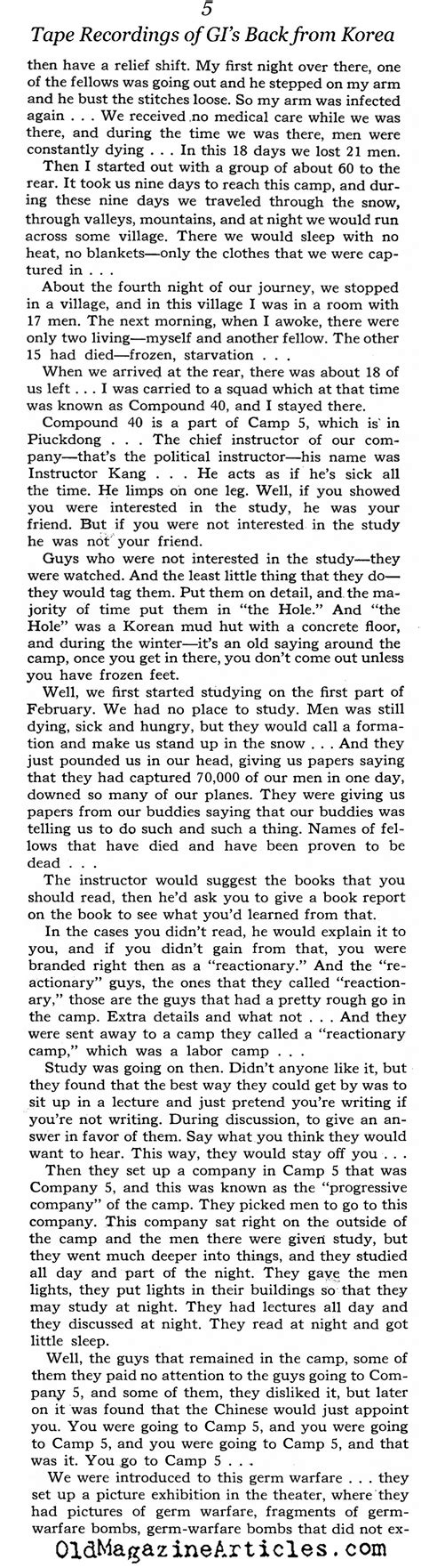 American Pows Korean War 1953 American Pows Interviewed 1953 Pow