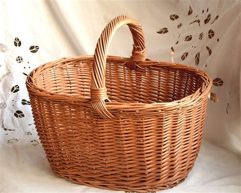 Large Oval Basket Large Wicker Basket Handwoven Basket Etsy