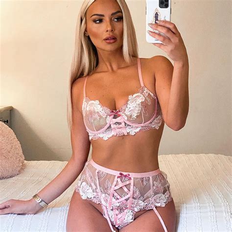 Perspective Mesh Embroider Bow Lace Sexy Lingerie Set Obeey