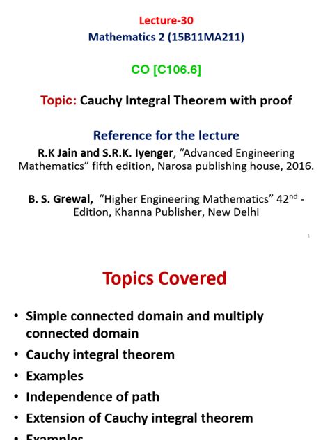 Maths 2 L30 Cauchy Integral Theorem With Proof Pdf Integral