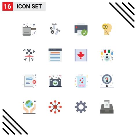 16 Universal Flat Colors Set For Web And Mobile Applications Music Speed Devices Human Brain