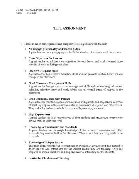 Tefl Assignment Docx Economics Class Tefl B Tefl Assignment