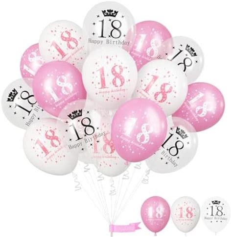 Happy 18th Birthday Balloons For Girls Pack Of 15 Pink