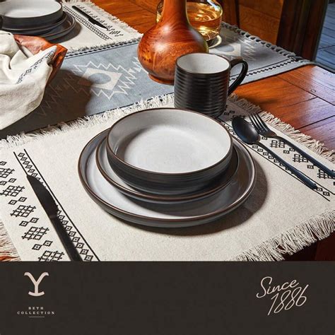Yellowstone 12 Piece Ceramic Dinnerware Set Beth Collection Shein Italia