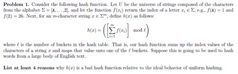 Solved Problem 1 Consider The Following Hash Function Let