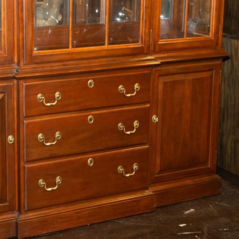 Ethan Allen Cherry China Cabinet With Bubble Glass Doors Grandview
