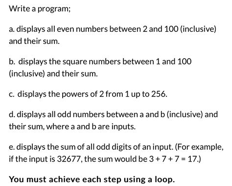 Solved Write A Program A Displays All Even Numbers Between 2 And