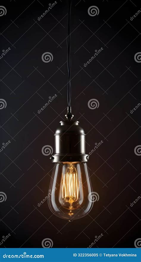 A Single Edison Bulb Hanging Against A Dark Background Stock Image