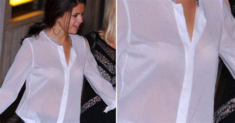 Selena Gomez Wears See Through Shirt That Shows Off Bra As She Ogles
