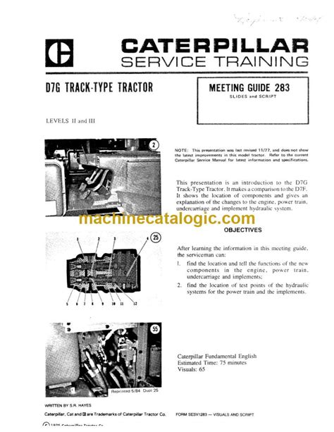 Cat D7g Track Type Tractors Service Training Guide Sesv1283