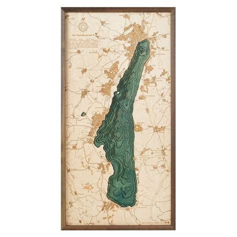 Lake Starnberg 3d Wooden Wall Map Version M