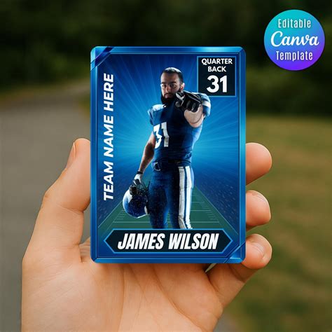 Diy Football Trading Card Template Customizable Canva Design Digital