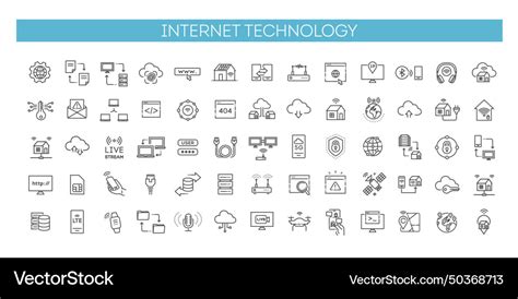 Linear Style Internet Technology Icons Royalty Free Vector