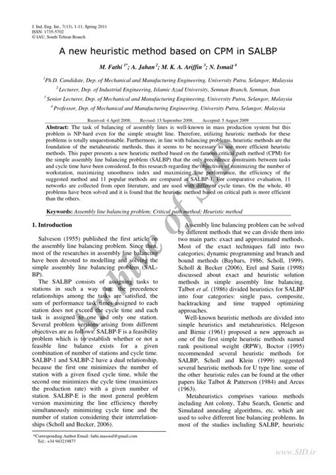 pdf a r c h i v e o f s i d a new heuristic method based on cpm in salbp
