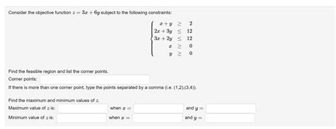Solved Consider The Objective Function Z3x6y Subject To
