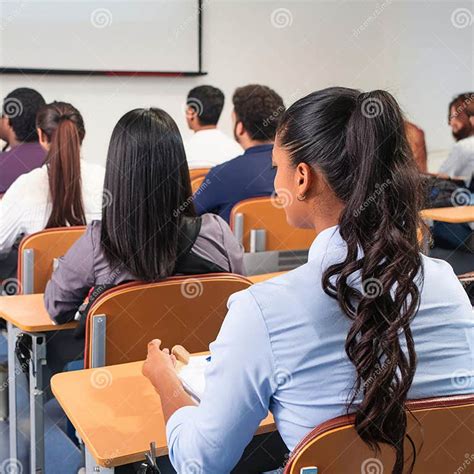 A Diverse Group Of People Are Sitting At Various Tables In A Classroom Stock Illustration