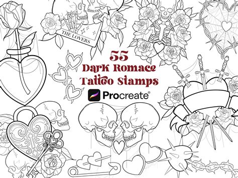 55 Dark Romance Procreate Brushes Valentines Procreate Stamps Dark