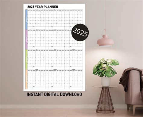 Large Monthly Wall Planner A0 A1 A2 A3 Pdf 2025 Calendar Monthly Wall
