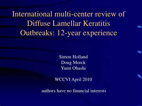 PPT International Multi Center Review Of Diffuse Lamellar Keratitis Outbreaks Year