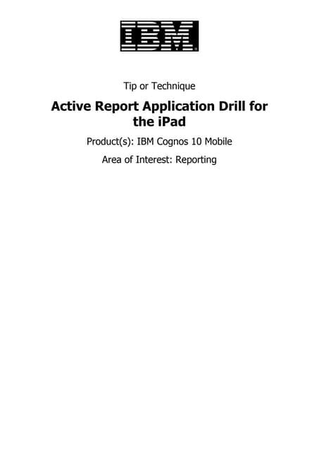 Cognos Drill Through For The Ipad Pdf