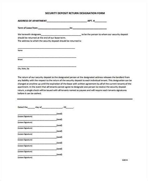 Free 10 Security Deposit Return Forms In Pdf Ms Word