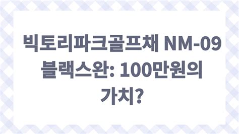빅토리파크골프채 Nm 09 블랙스완 100만원의 가치