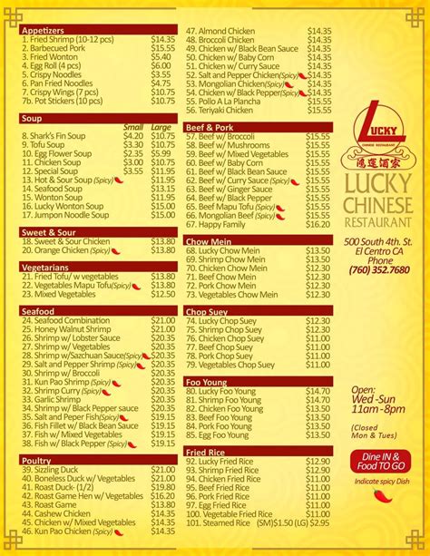 Menu — Lucky Chinese Restaurant