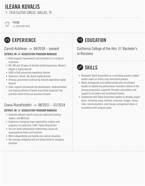 Acquisition Program Manager Resume Samples Velvet Jobs