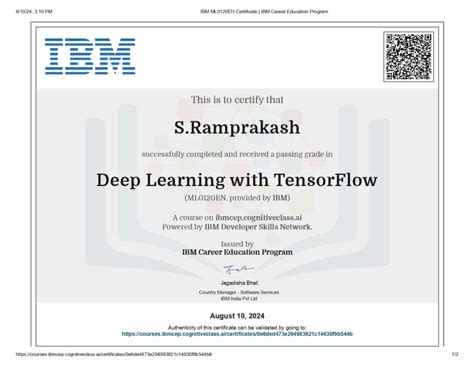 Ramprakash S On Linkedin Ibm Naanmudhalvan Deep Tensorflow