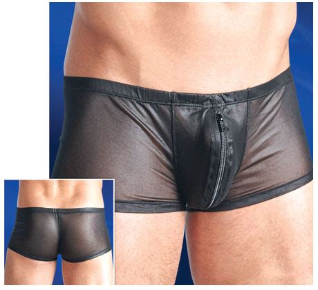 Short Homme Qui Souvre Au Sexe Voile Noir Translucide Moulant