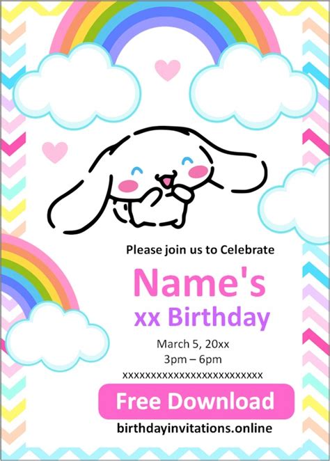 Free Cinnamoroll Birthday Invitation Template Edit Online