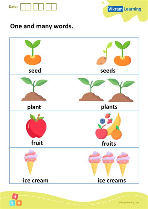 Download One And Many Words Worksheets