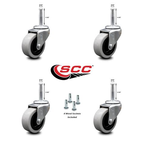 Service Caster Polyurethane Wheel 516 Grip Neck Stem Caster Set Of 4