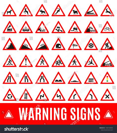 Warning Sign Symbol Set Design Icons Stock Illustration 1440169949