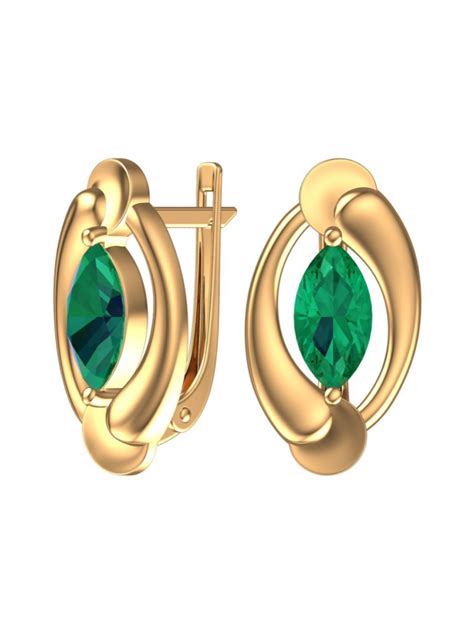 Серьги из золота 585 с изумрудом