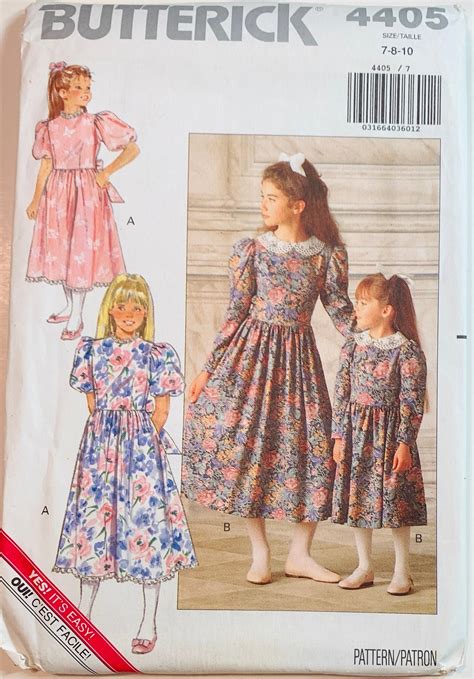 Easy Girls Dress Pattern Sizes 7 8 10 Butterick 4405 Uncut Etsy