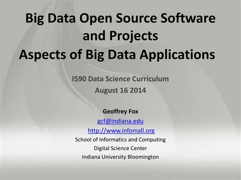 Ppt Big Data Open Source Software And Projects Aspects Of Big Data Applications Powerpoint