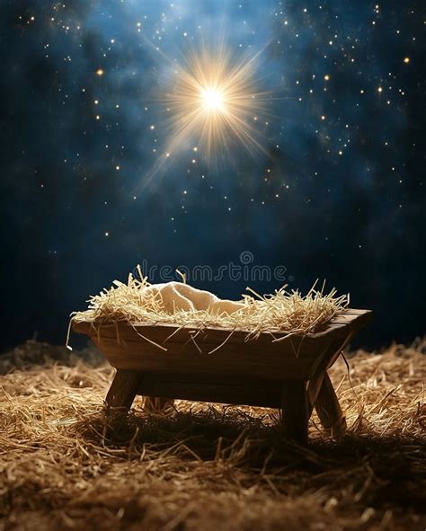 Nativity Manger Under Starry Night Stock Illustration Illustration Of Holiday Nativity 345507868