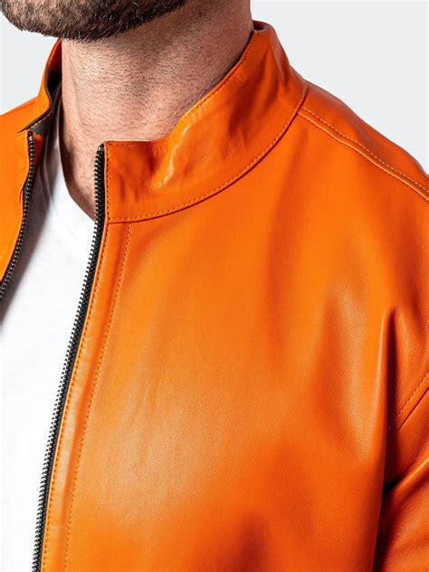 Leather Lab Orange Jacket Maceoo