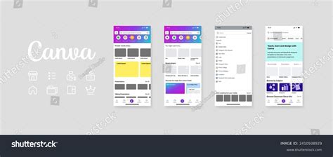 Canva Interface Template Interface Mockup Template Stock Vector Royalty Free 2410938929