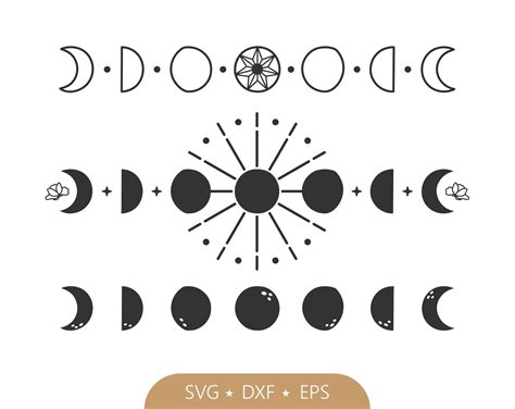 Moon Phases Svg Celestial Svg Files Boho Moon Clipart Halloween