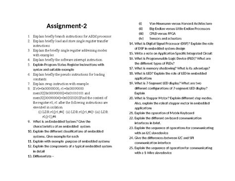 Assignment Assignment 1 Explain Briefly Branch Instructions For Arm