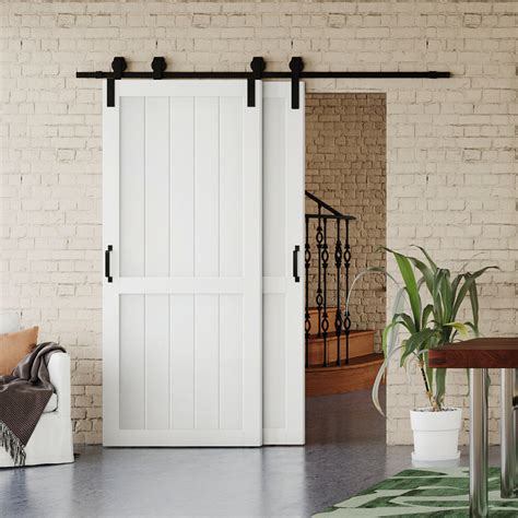 Doooli Modern Bypass Barn Door White Design Manufacture Wood Sliding Bypass Barn Door With