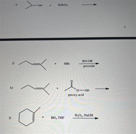 Solved J Hbr Peroxide Ro Or Peroxy Acid Bh3⋅thf 8