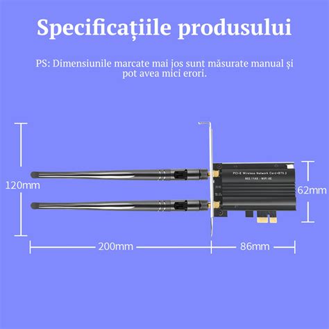 Placa De Retea Wireless Ax Sdlogal Bluetooth Wi Fi Pcie Pentru Pc Mbps