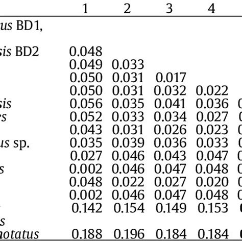Genetic Distances Between Species Of Samples And Genbank Database